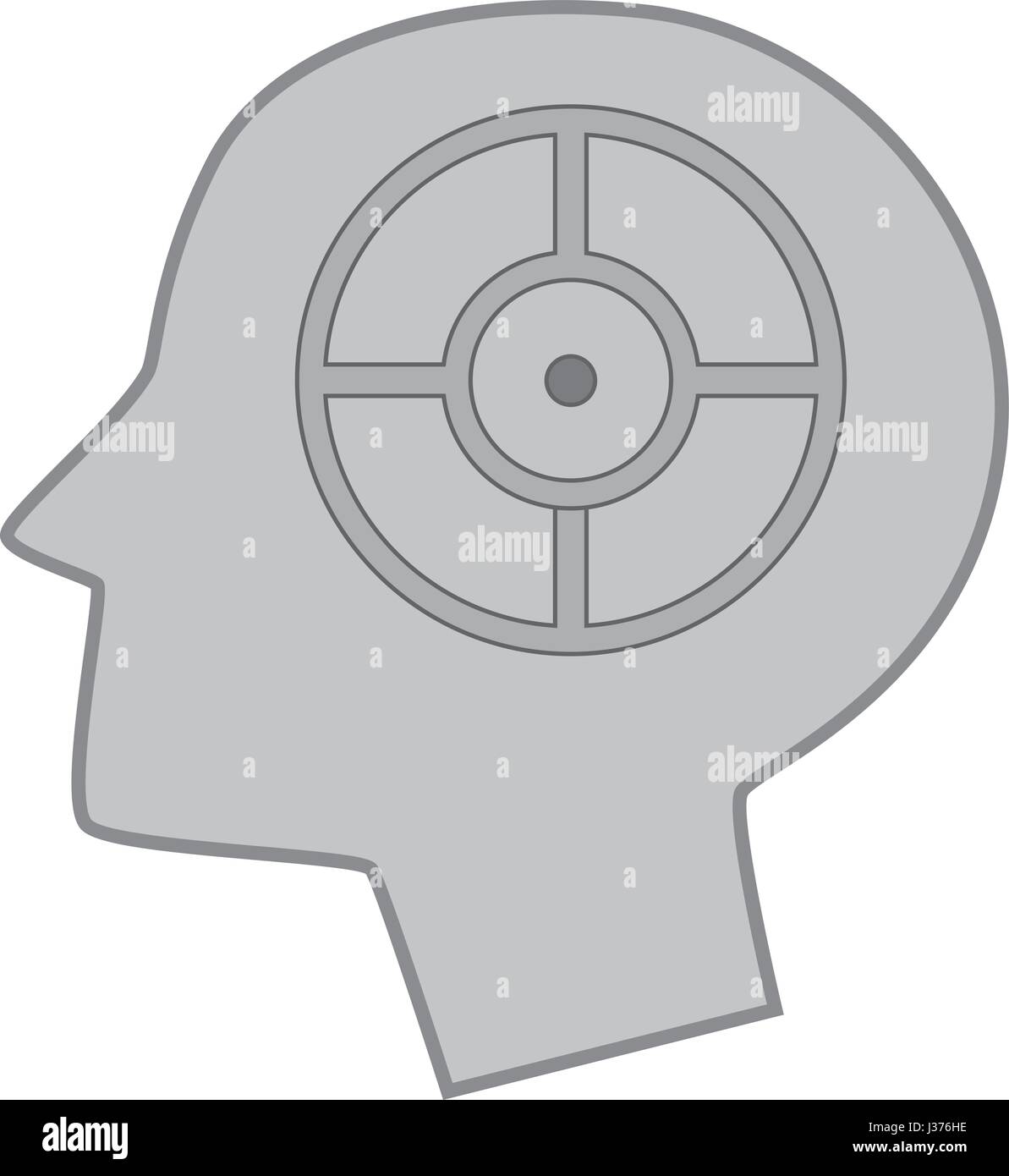 Head silhouette with target inside icon monochrome Stock Vector Image ...