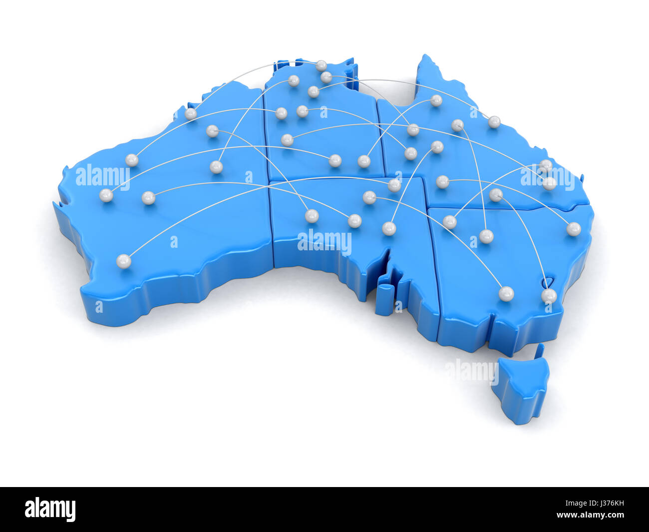 Map of Australia with flight paths. Image with clipping path Stock ...