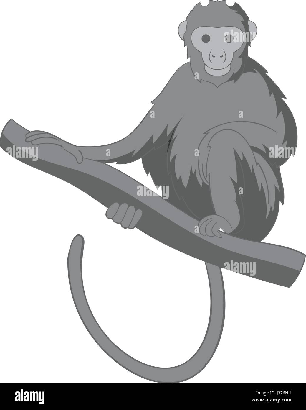 Monkey sitting on a branch icon monochrome Stock Vector Image & Art - Alamy