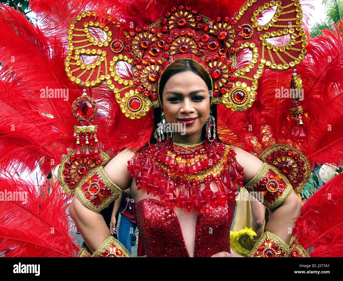 ANTIPOLO CITY, PHILIPPINES - MAY 1, 2017: A participant in her colorful ...