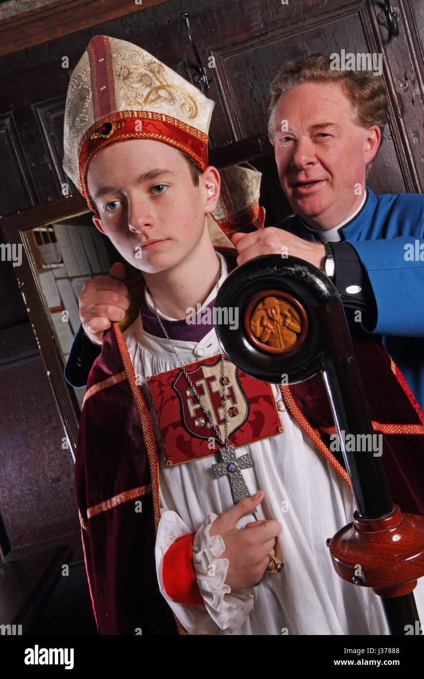 The Boy Bishop of Hereford Cathedral Patrick Dunachie with Canon ...