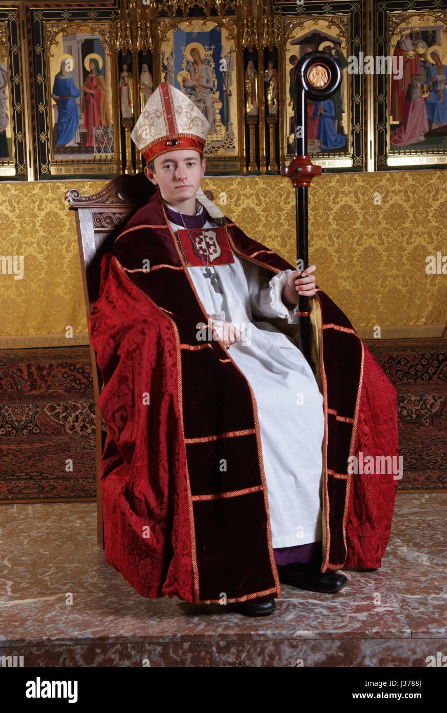 The Boy Bishop of Hereford Cathedral Patrick Dunachie with Canon ...