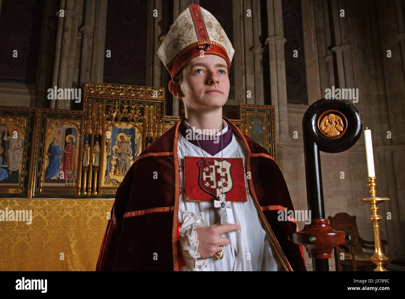 The Boy Bishop of Hereford Cathedral Patrick Dunachie with Canon ...