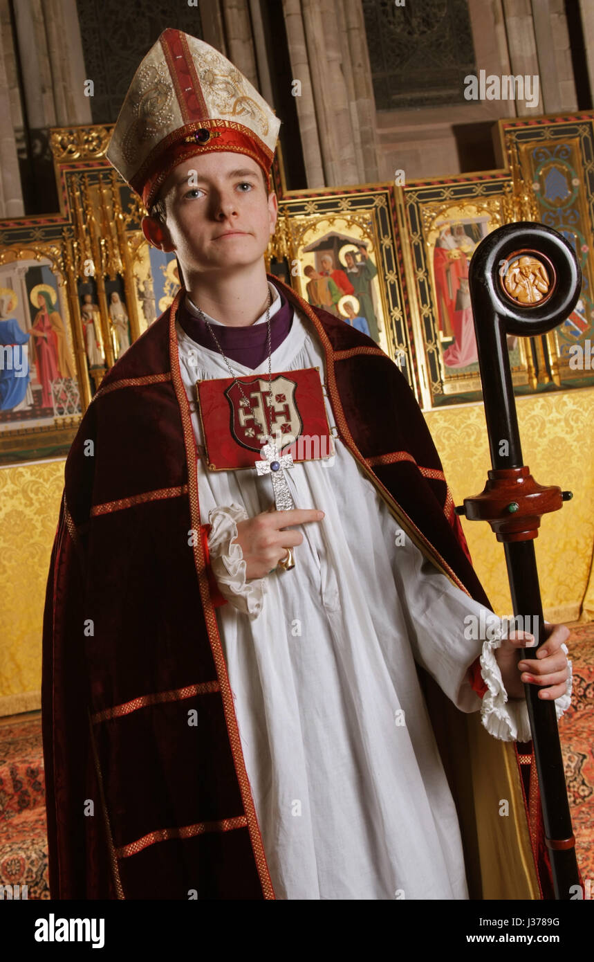 The Boy Bishop of Hereford Cathedral Patrick Dunachie with Canon ...