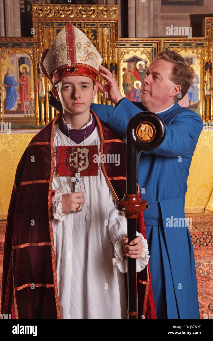The Boy Bishop of Hereford Cathedral Patrick Dunachie with Canon ...