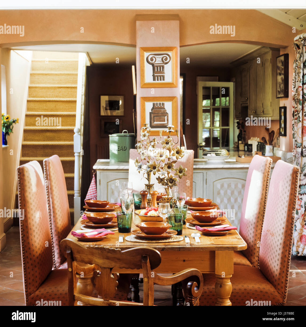 Set table in dining room Stock Photo - Alamy