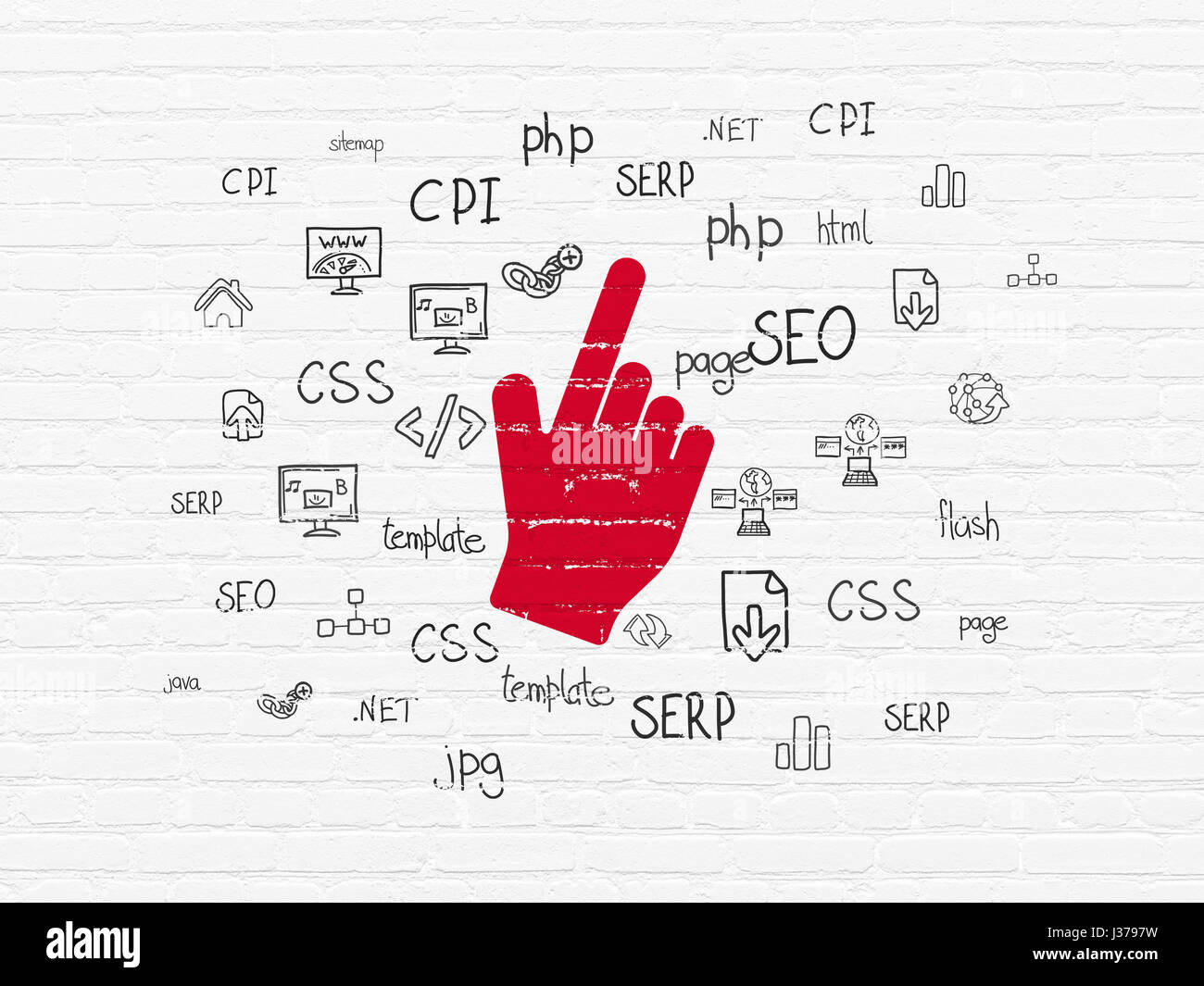 Web development concept: Mouse Cursor on wall background Stock Photo - Alamy