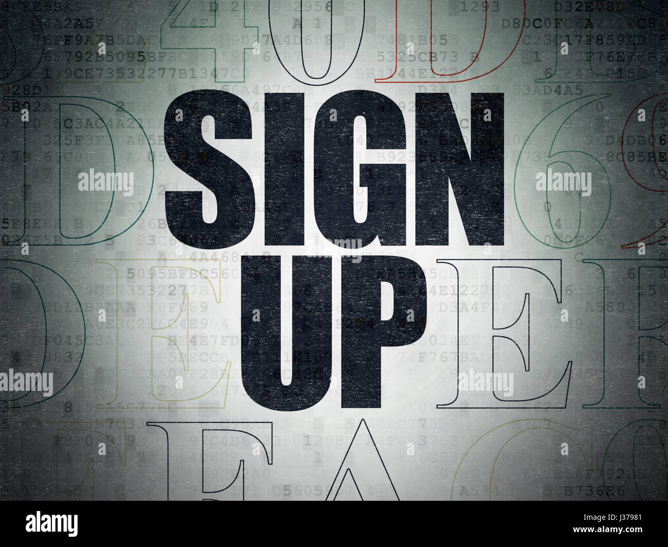 Web development concept: Sign Up on Digital Data Paper background Stock ...