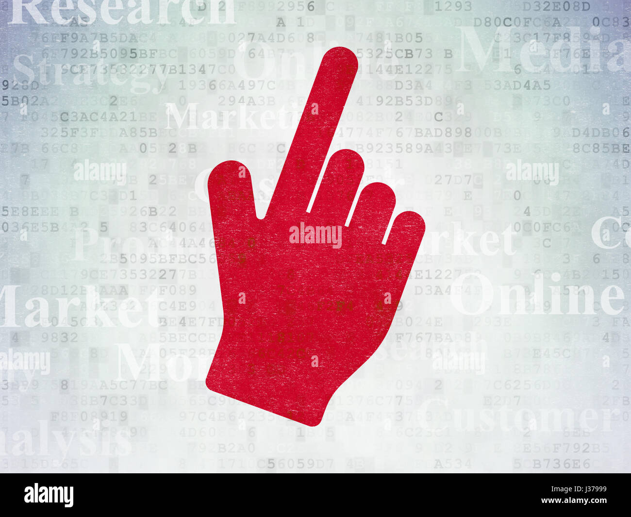 Marketing concept: Mouse Cursor on Digital Data Paper background Stock ...