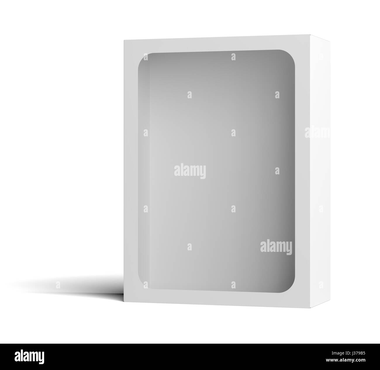 White empty packing box with cutout in the middle Stock Photo - Alamy