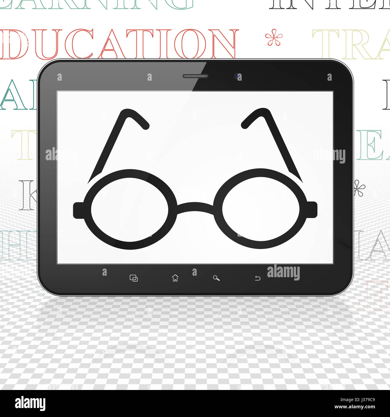 Learning concept: Tablet Computer with Glasses on display Stock Photo ...