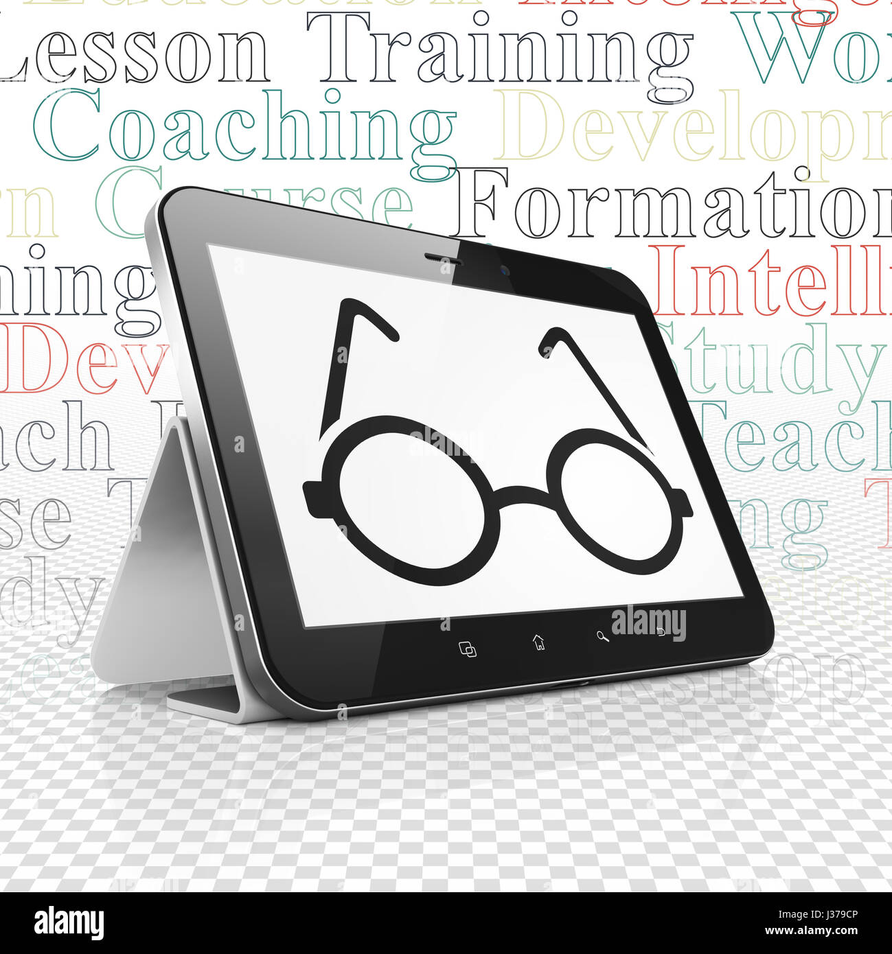Learning concept: Tablet Computer with Glasses on display Stock Photo ...