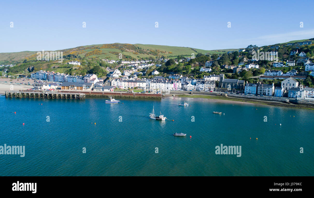 Aerial photography of the village of Aberdovey / Aberdyfi and the Dovey ...