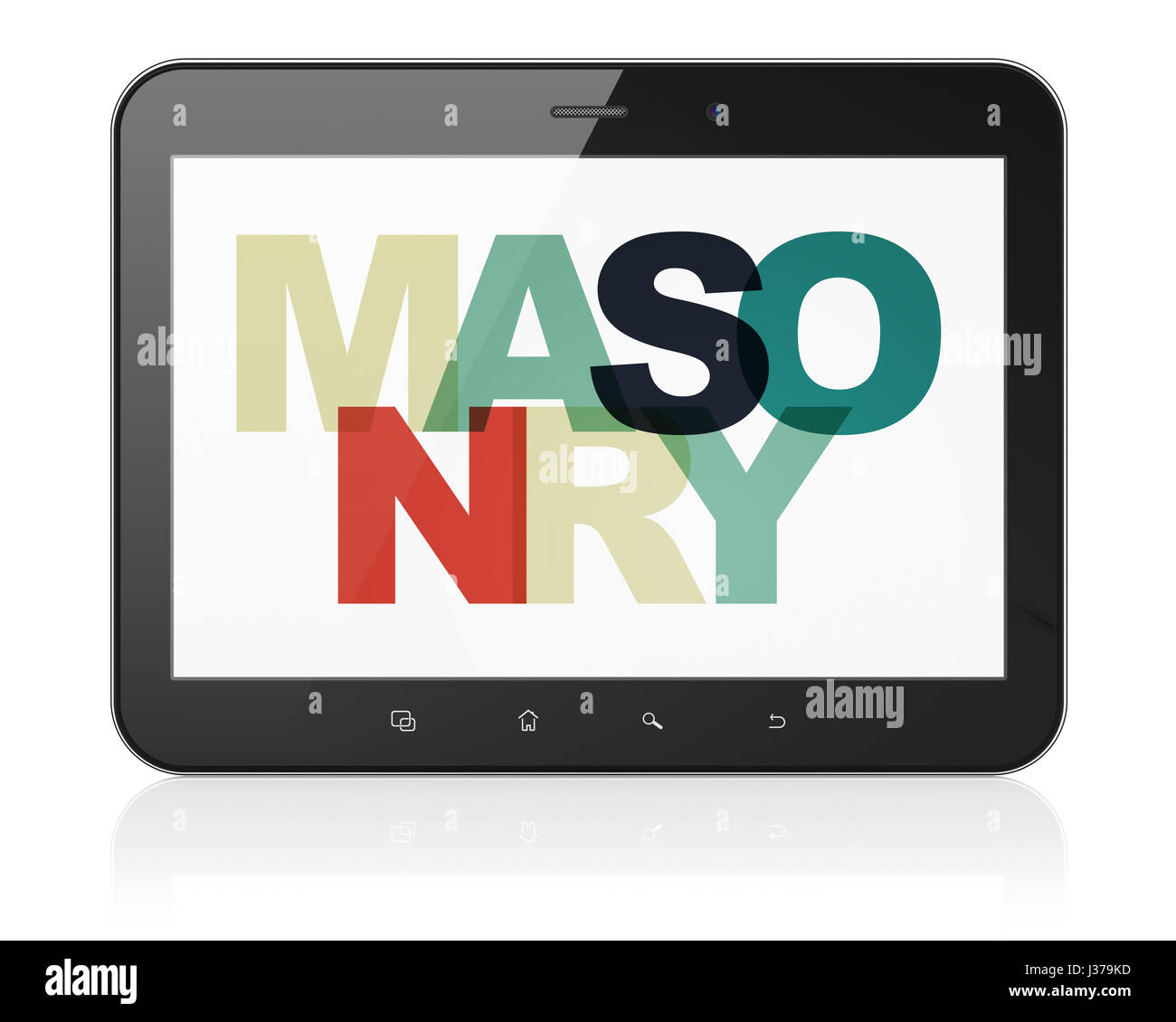 Building construction concept: Tablet Computer with Masonry on display ...