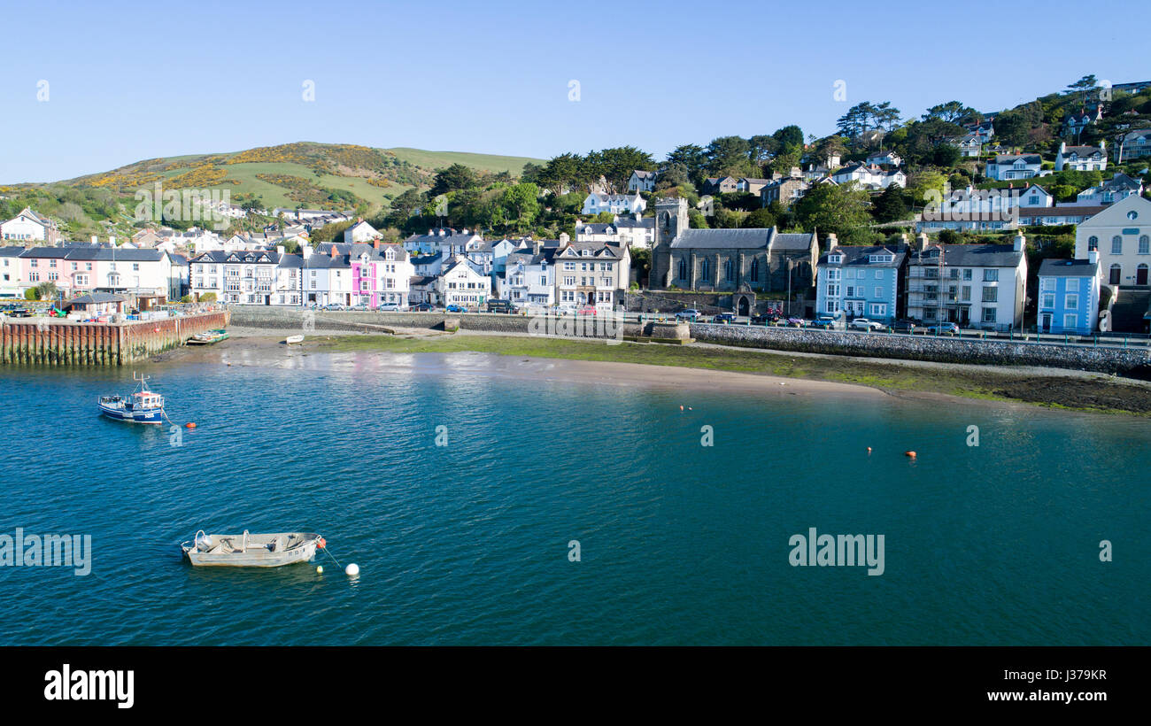 Aerial photography of the village of Aberdovey / Aberdyfi and the Dovey ...