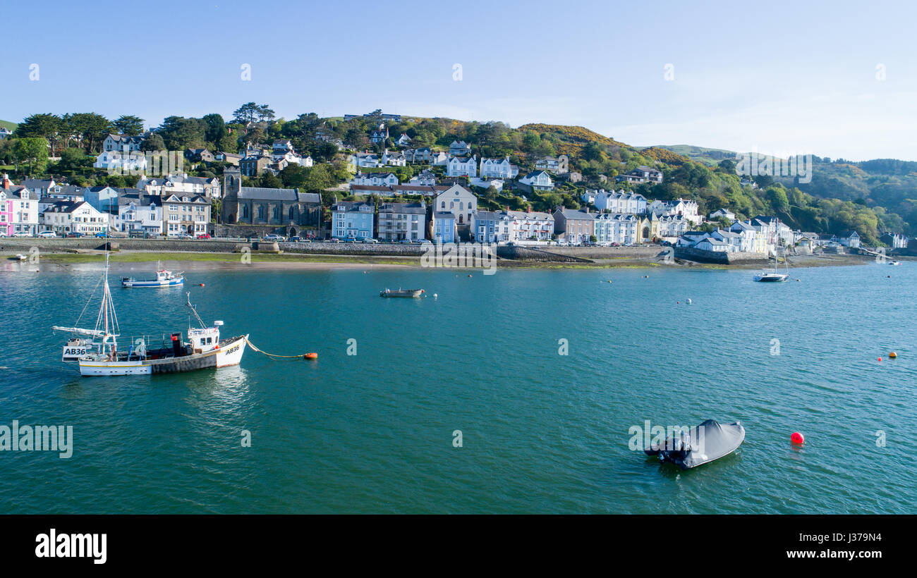 Aerial photography of the village of Aberdovey / Aberdyfi and the Dovey ...