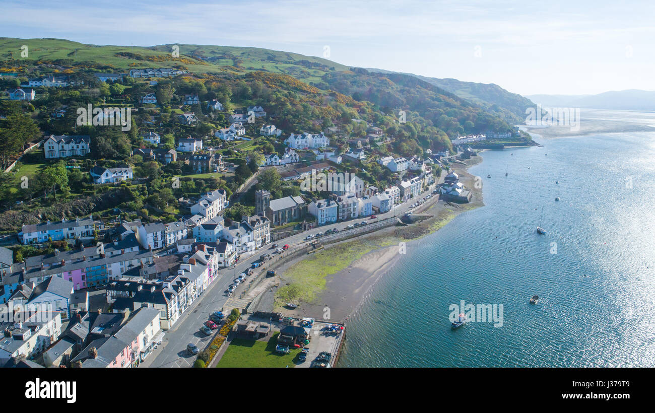 Aerial photography of the village of Aberdovey / Aberdyfi and the Dovey ...