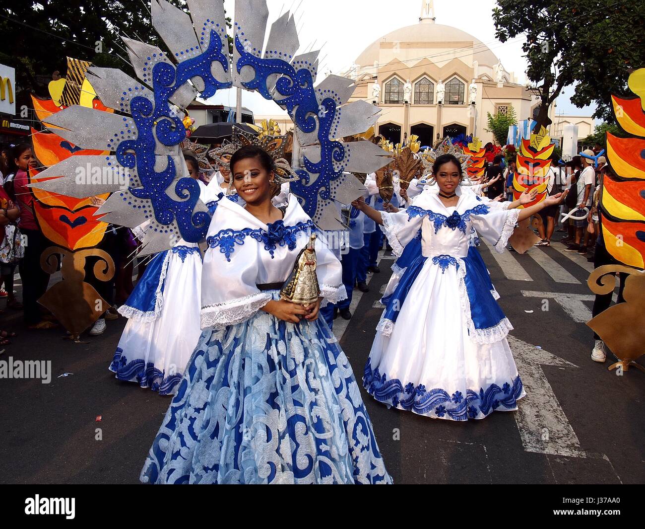 ANTIPOLO CITY, PHILIPPINES - MAY 1, 2017: Parade participants in their ...