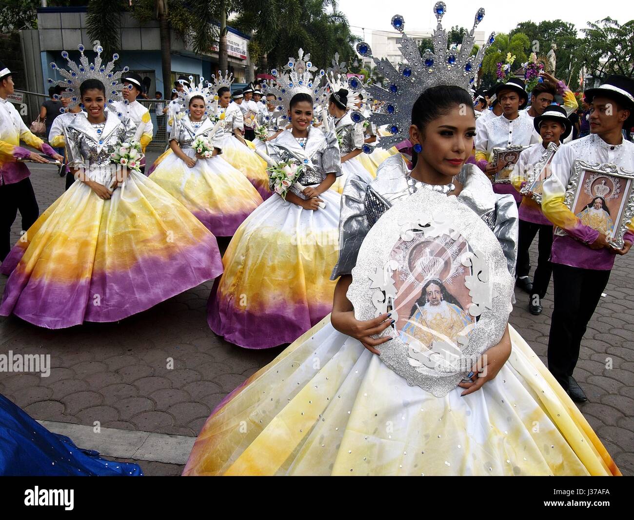 ANTIPOLO CITY, PHILIPPINES - MAY 1, 2017: Parade participants in their ...