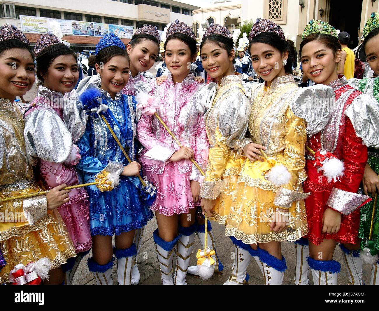 ANTIPOLO CITY, PHILIPPINES - MAY 1, 2017: Parade participants in their ...