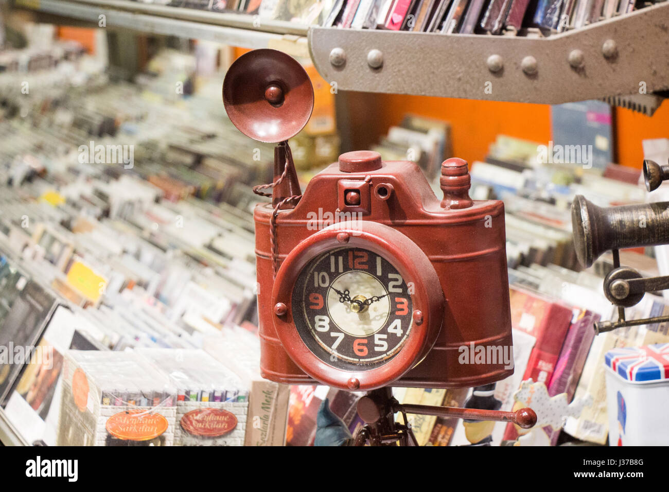 Clock with a look of vintage retro styled camera Stock Photo - Alamy