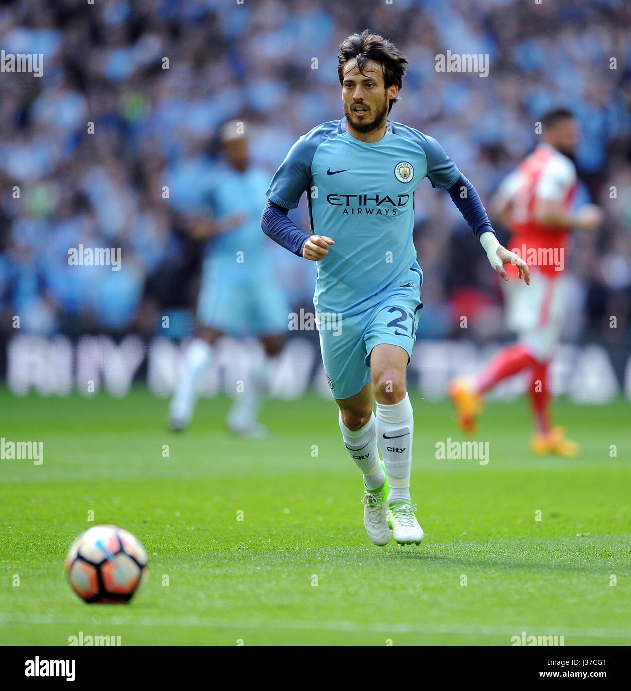 DAVID SILVA OF MANCHESTER CITY ARSENAL V MANCHESTER CITY WEMBLEY ...