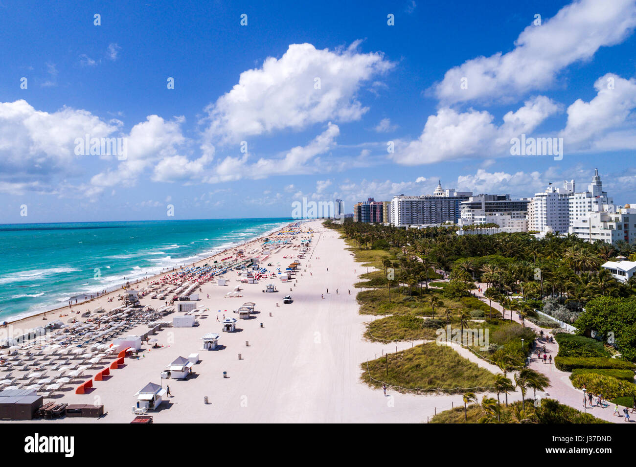 Miami Beach Florida,sand,Atlantic Ocean water,surf,aerial overhead bird ...
