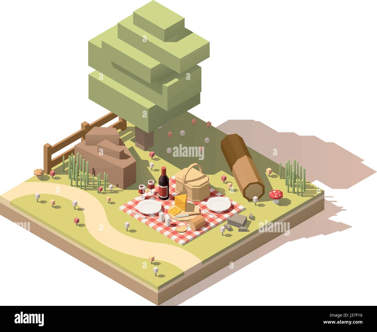 Vector isometric low poly campsite Stock Vector Image & Art - Alamy