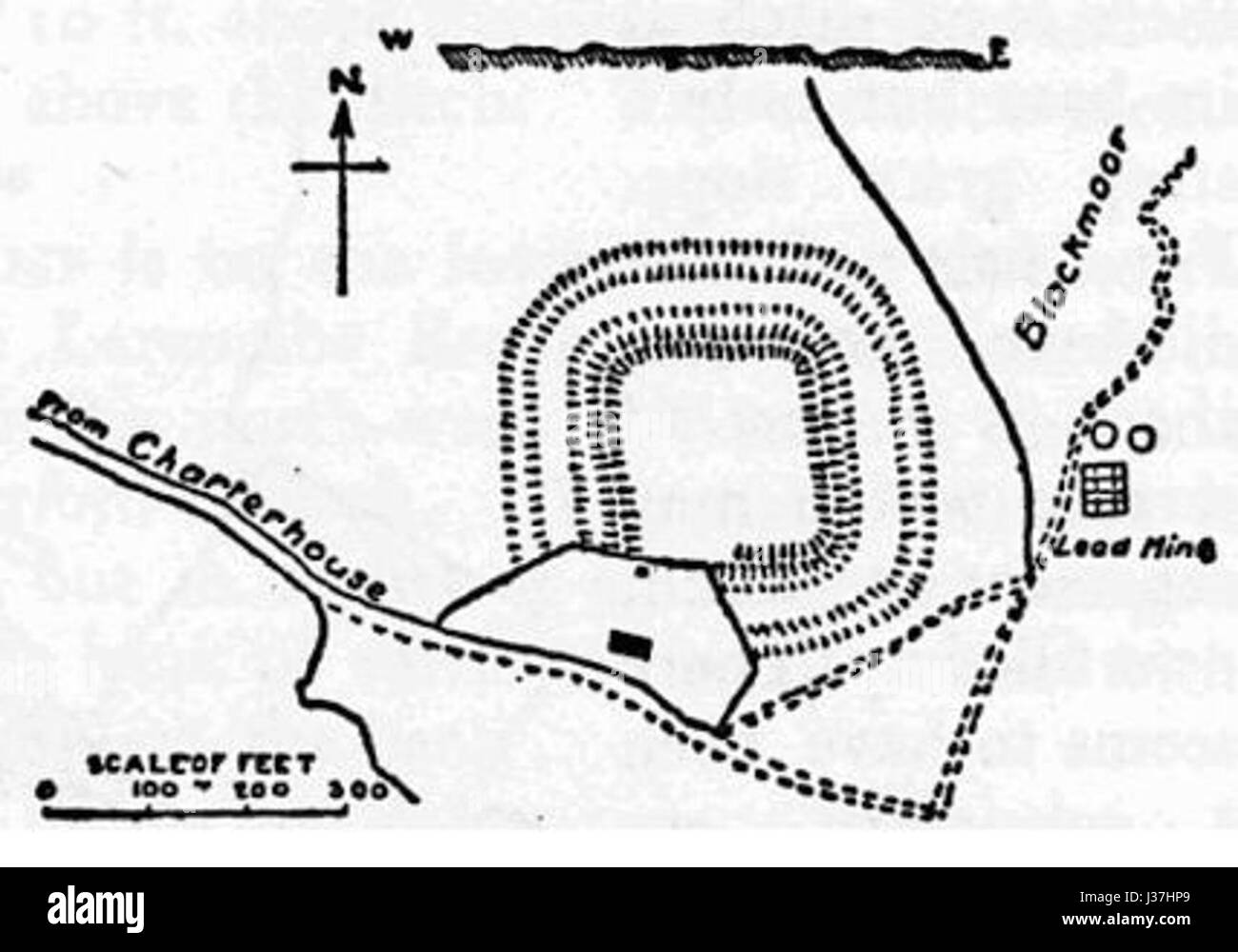 This map showcases Charterhouse Camp in Somerset, detailing its layout ...