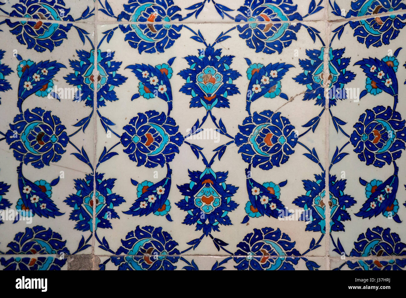 Ancient Ottoman time Handmade Turkish Tiles with floral patterns Stock ...