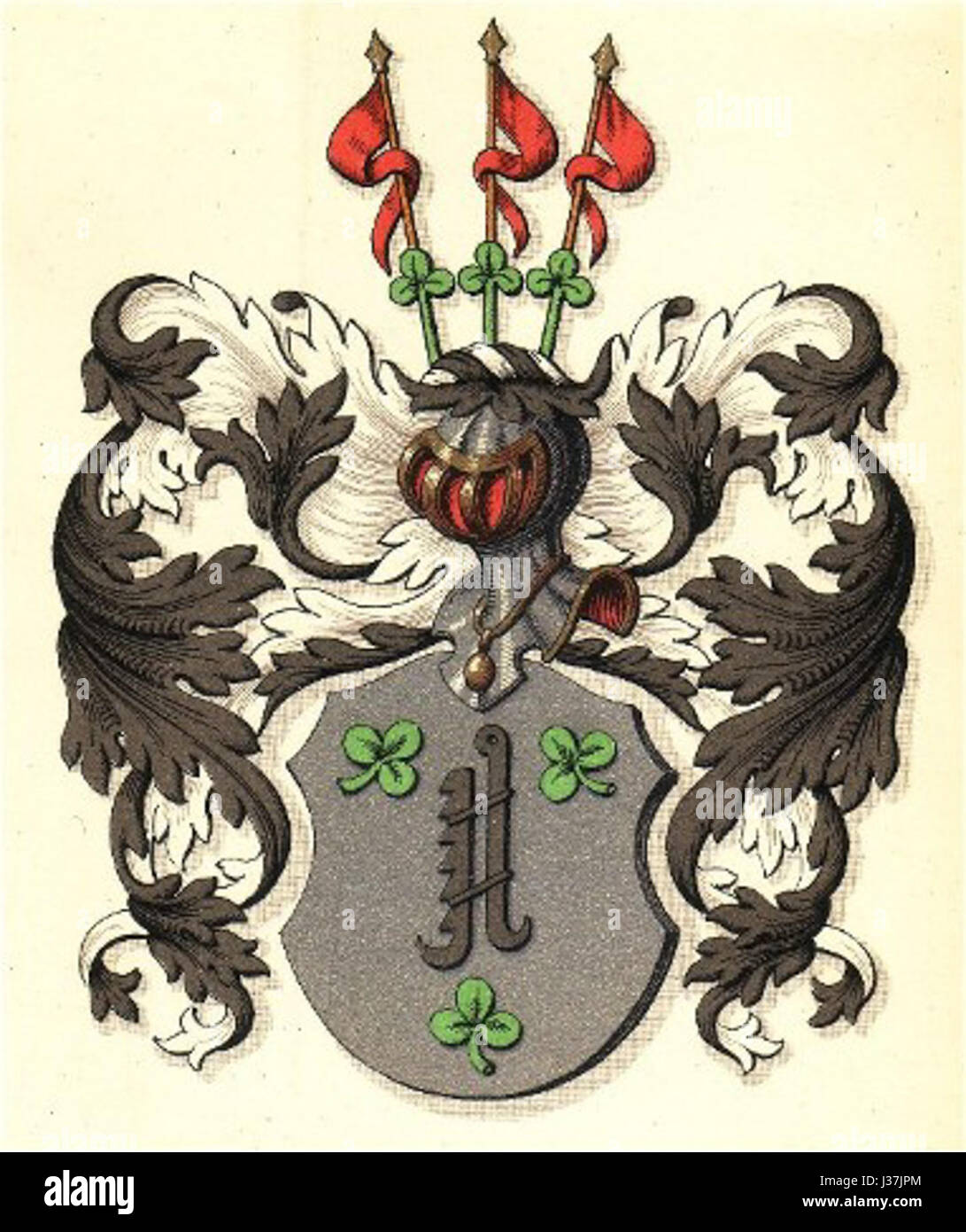 The coat of arms of the Knuth family, showcasing heraldic symbols and ...