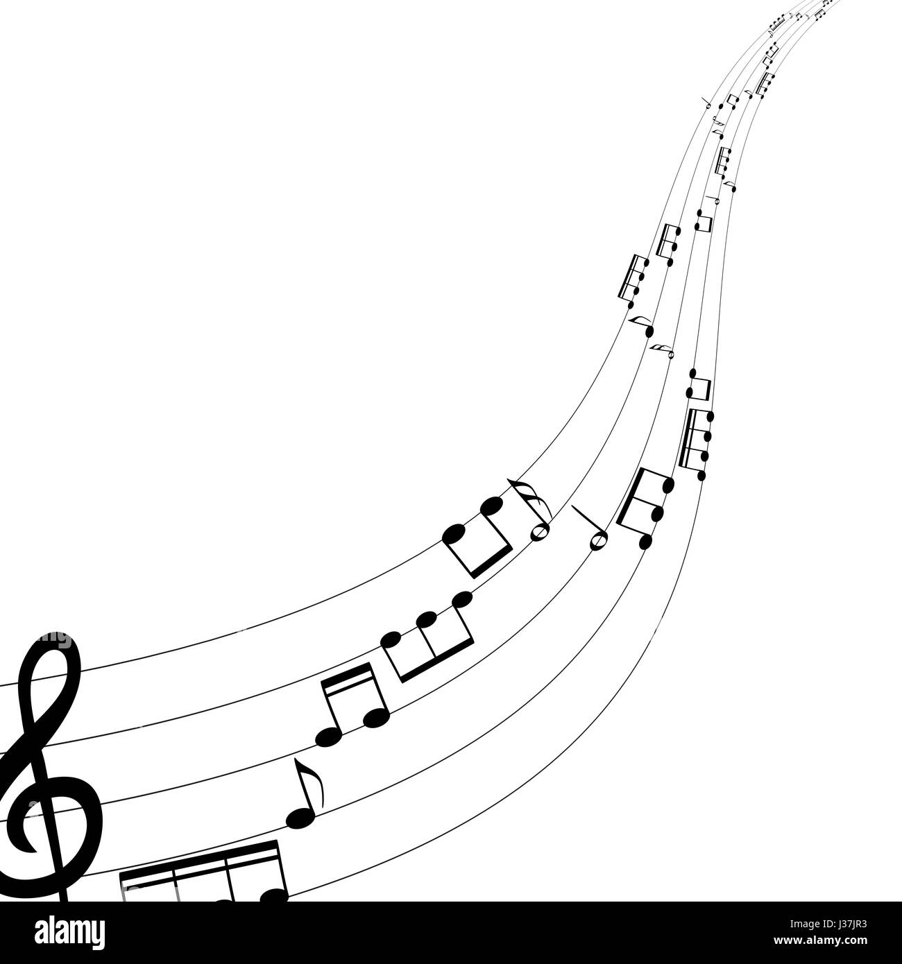 Set of musical notes on five-line clock notation without a featu Stock ...