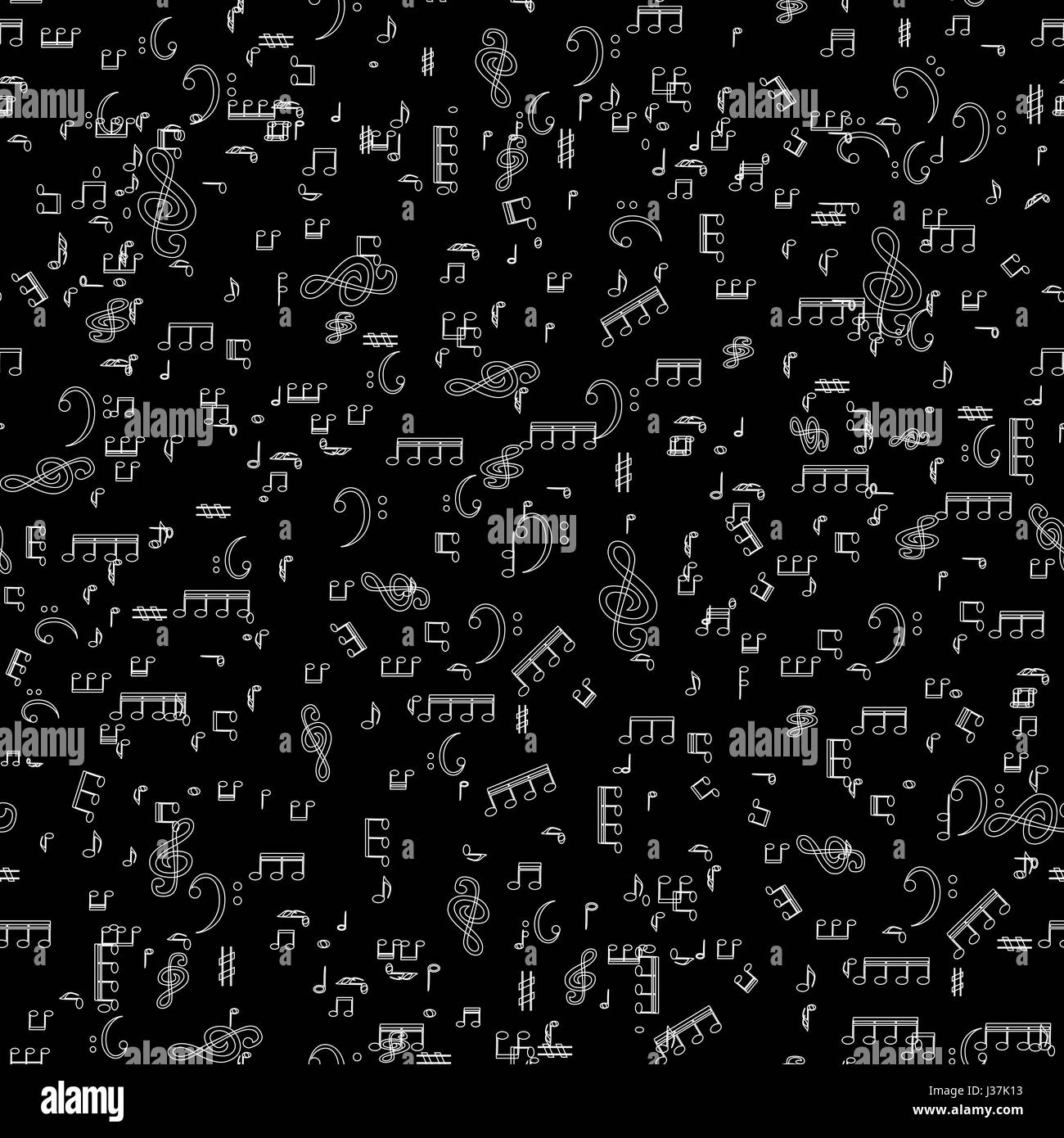 Seamless pattern from Set of musical notes and Treble clef. Vect Stock ...