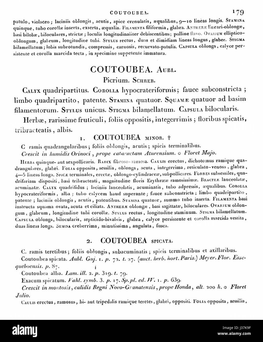 Coutoubea Nova genera 1798 is a botanical text that introduced new ...