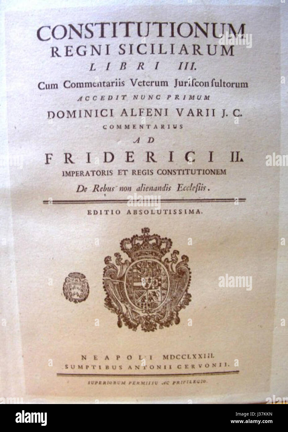 'Constitutionum Regni Siciliarum' is a historical text comprising three ...