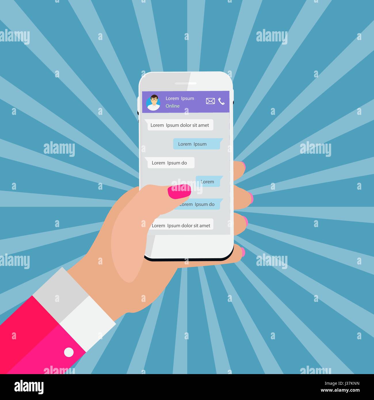 Mobile Apps Concept Hand Holding Phone. Social network concept Stock ...