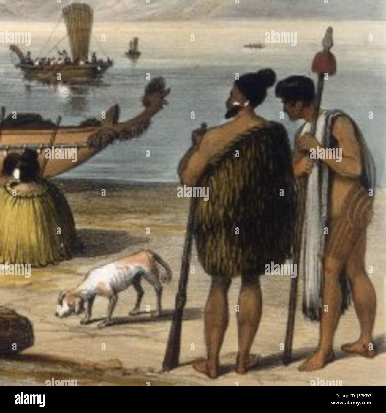 The Chiefs with Kuri, depicted in a 1828 artwork, shows indigenous ...