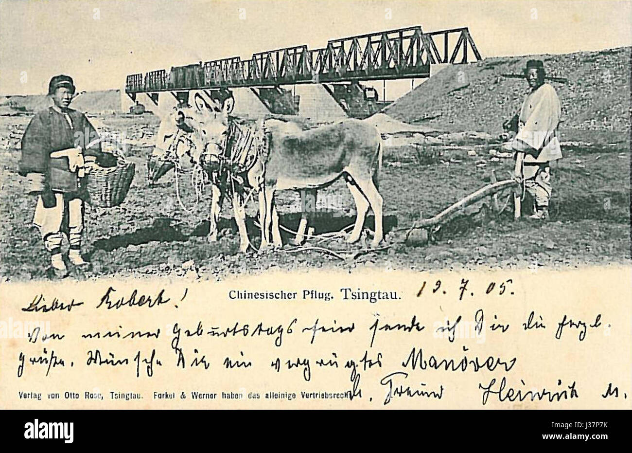 This image represents a traditional Chinese plow from Tsingtau, China ...