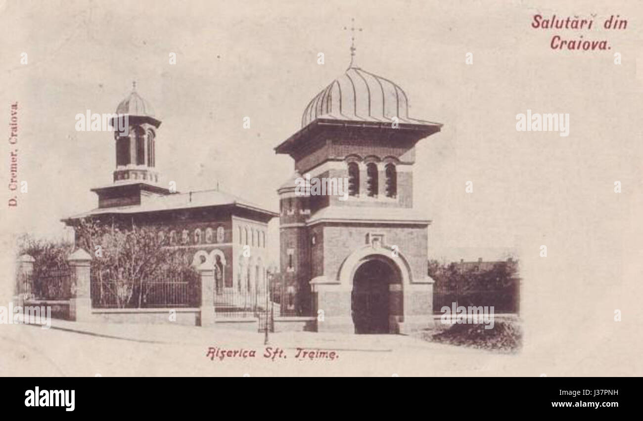Craiova Biserica Sf. Treime carte postala 1901 Stock Photo - Alamy
