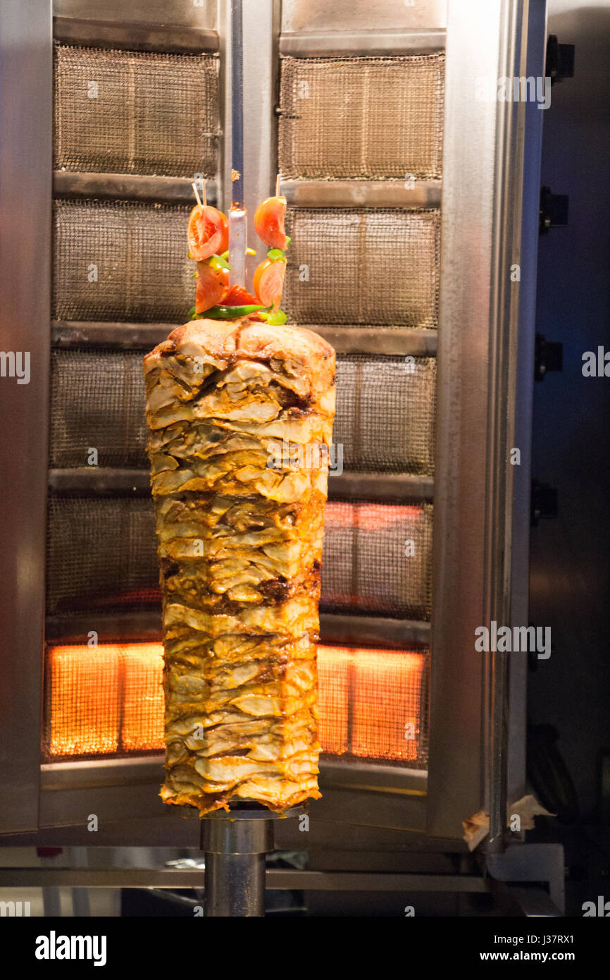 Traditional Turkish Doner Kebab on pole Stock Photo - Alamy