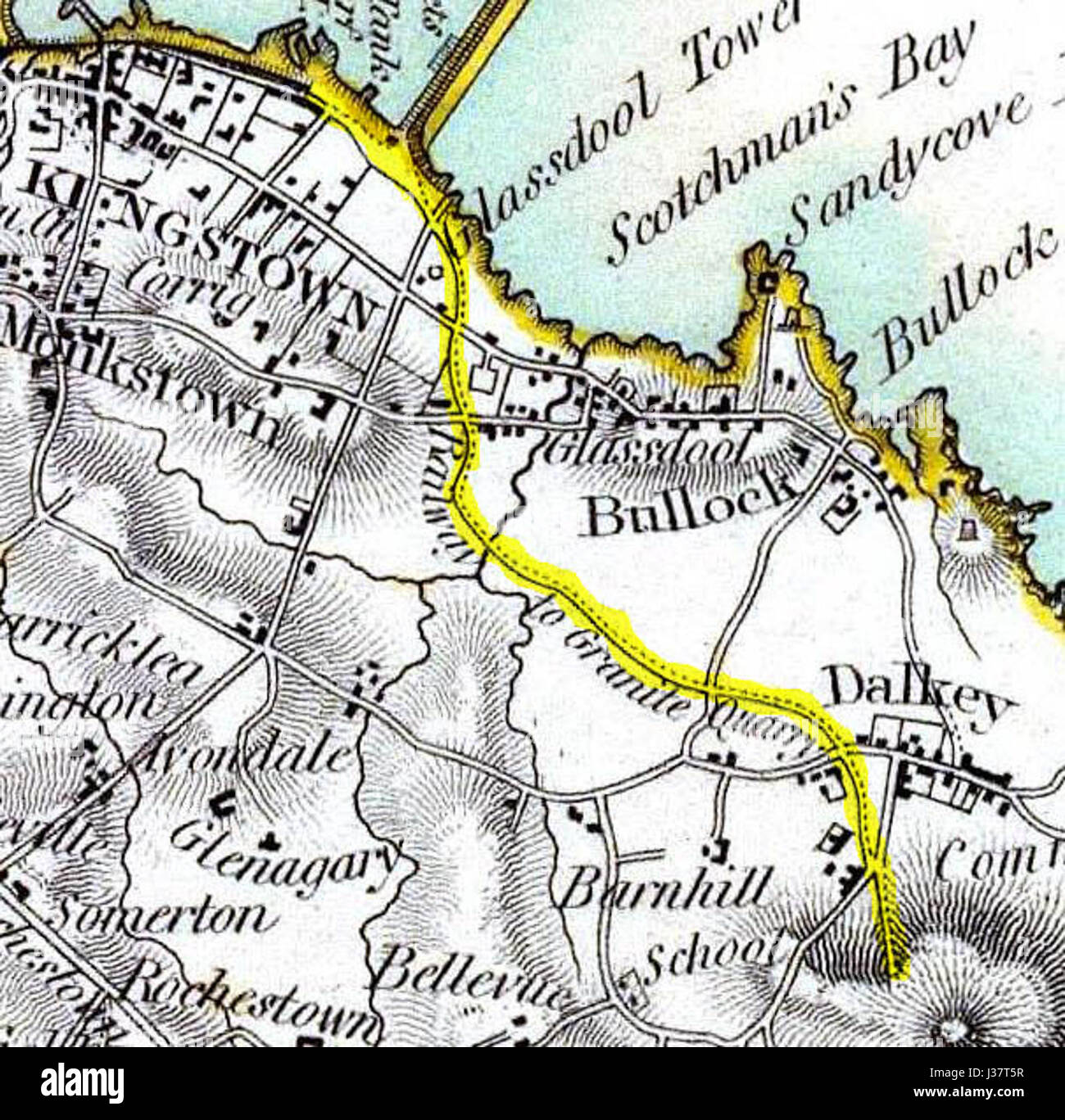 Dalkey Quarry railway map 1837 Stock Photo - Alamy