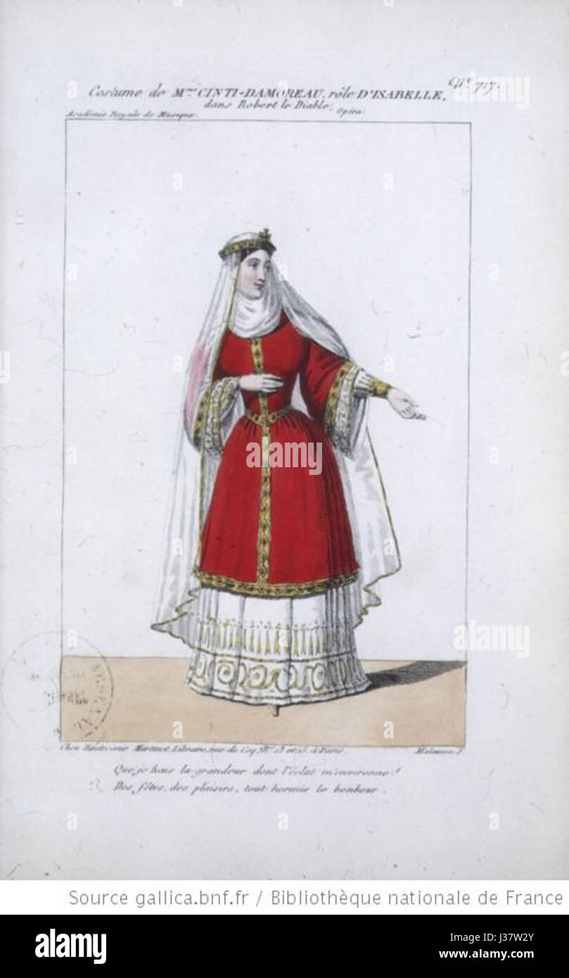 Cinti Damoureau in the role of Isabelle in 'robert le diable', 1831 ...