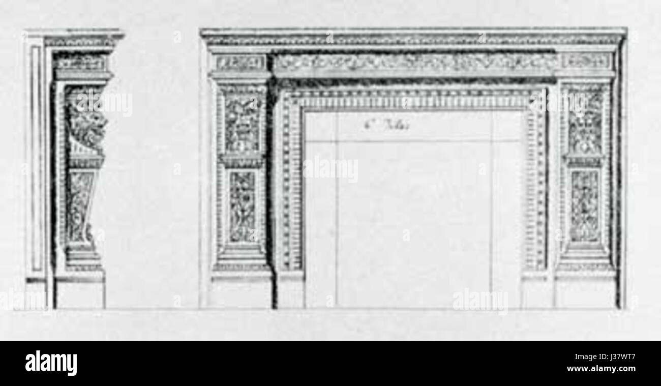The design for two mantelpieces by Daniel Pabst from 1887 showcases the ...