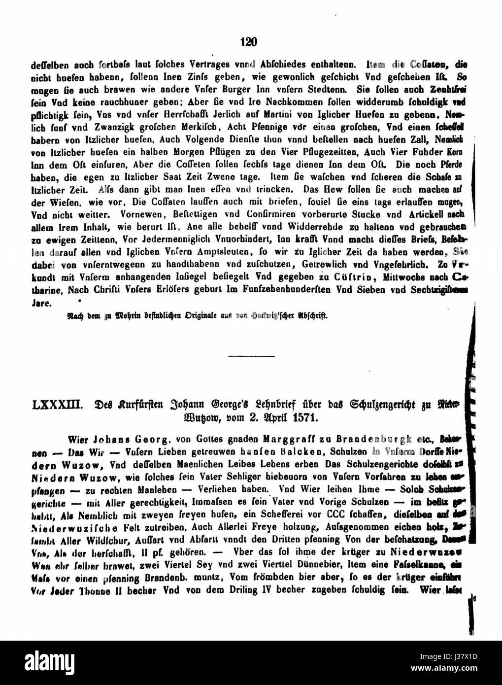 An archival reference from a collection marked 'DE CDB 1 19 120.' The item pertains to a ...