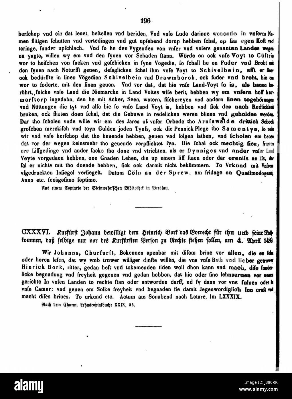 A historical document from DE CDB, dated 196, detailing important ...