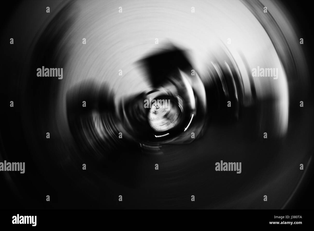 Space and time. Twisting around the clock face. Black and white Stock ...