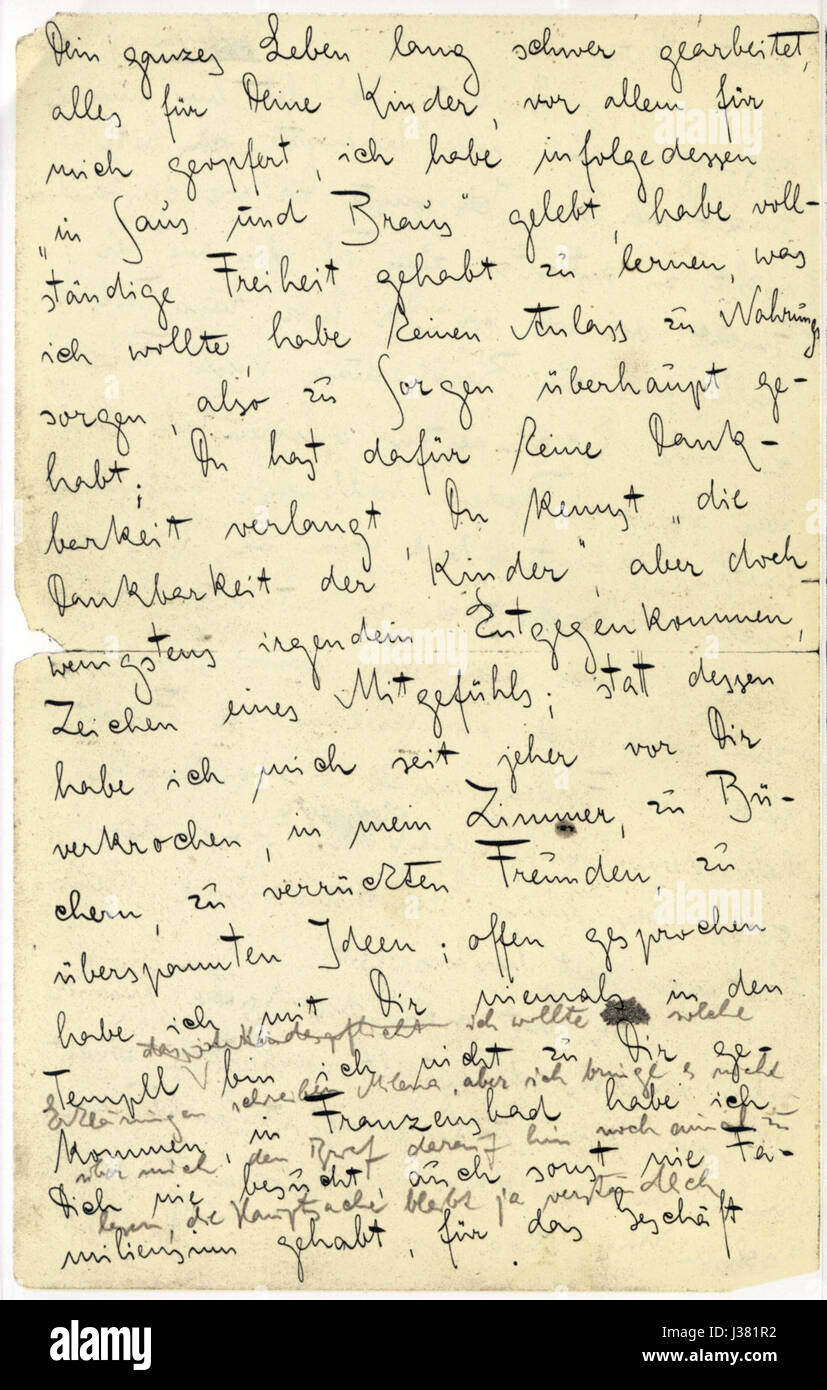 This refers to Franz Kafka's famous letter to his father, exploring ...