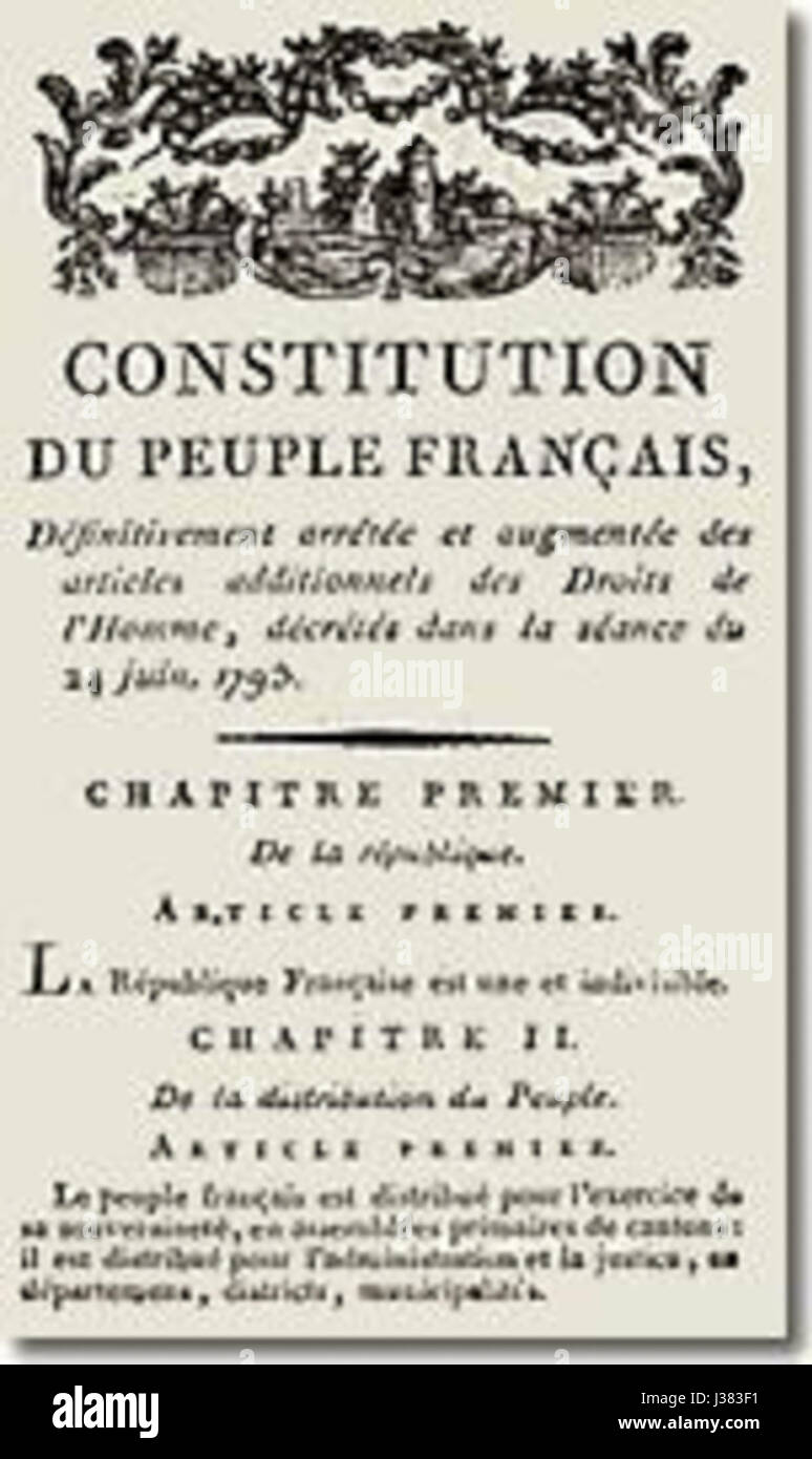 The Constitution of 1793, also known as the Montagnard Constitution, was a fundamental legal ...