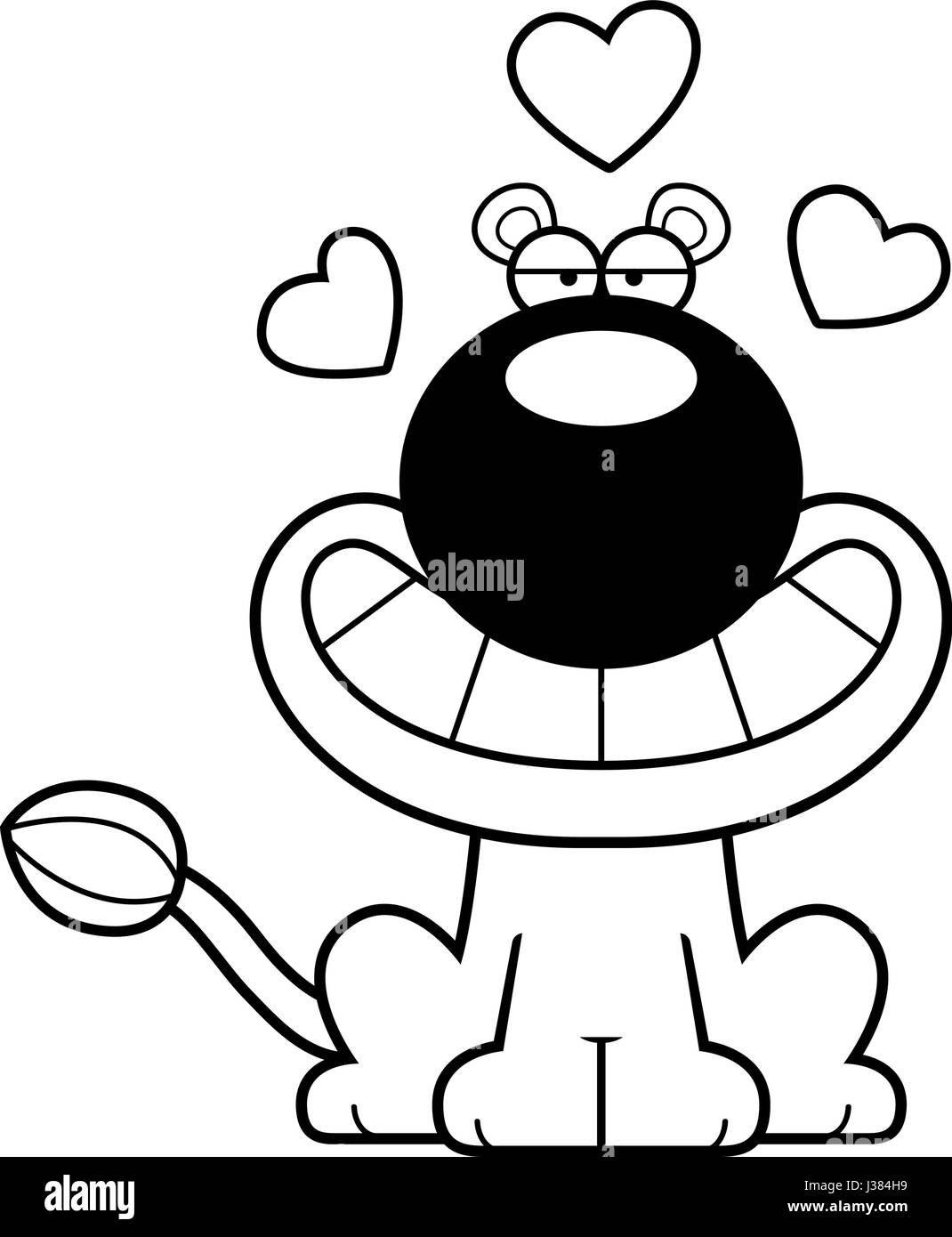 A cartoon illustration of a lioness with an in love expression Stock ...