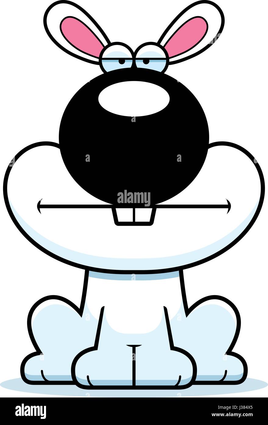 A cartoon illustration of a rabbit with a bored expression Stock Vector ...